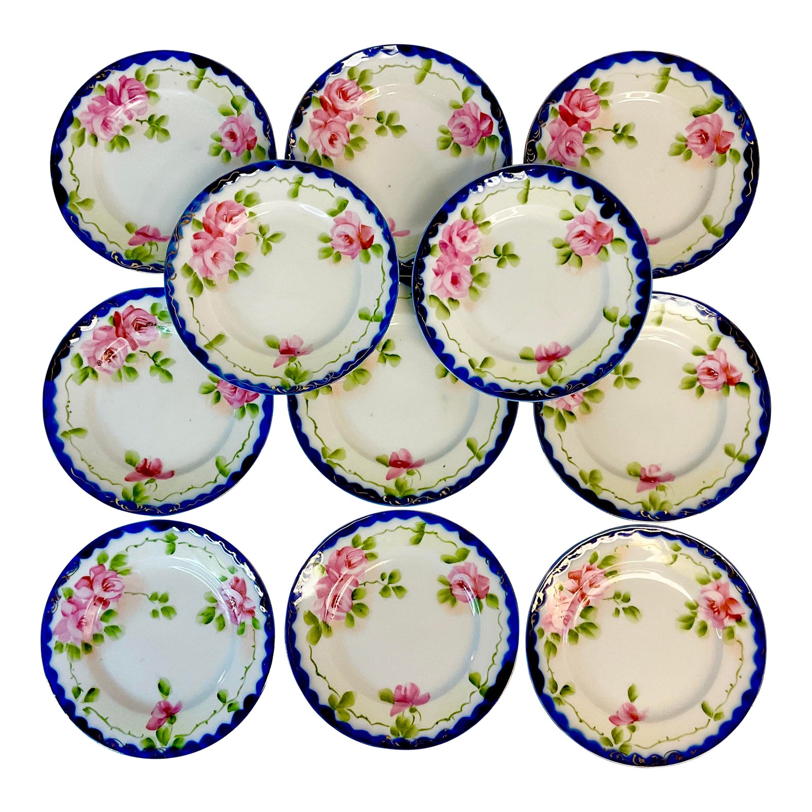 1940s Vintage Hollywood Regency Japanese Appetizer-Dessert Plates - Set ...