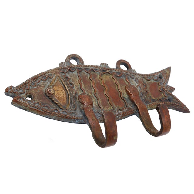 Bohemian Red Brass Fish Wall Hooks | Chairish