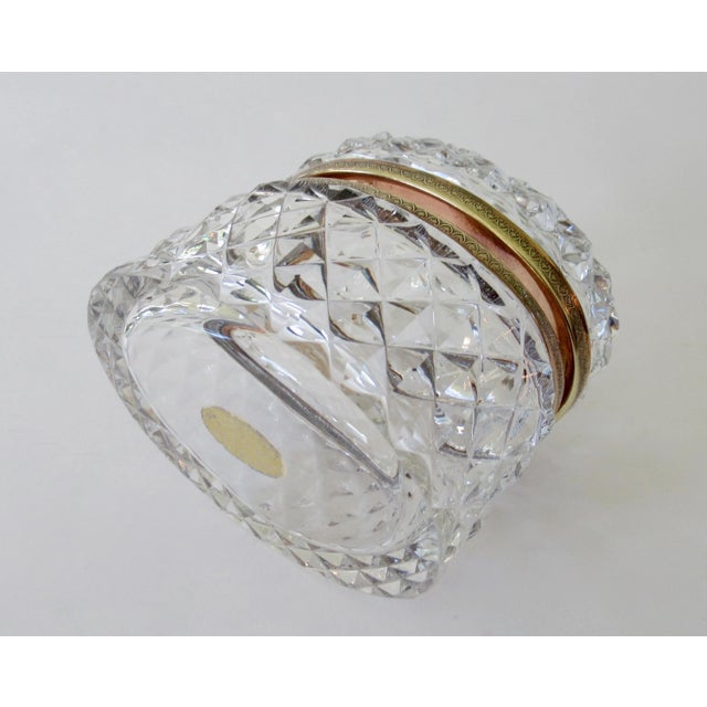 Vintage Hand-Cut & Beveled Crystal Glass & Brass Oval-Shaped Lidded ...
