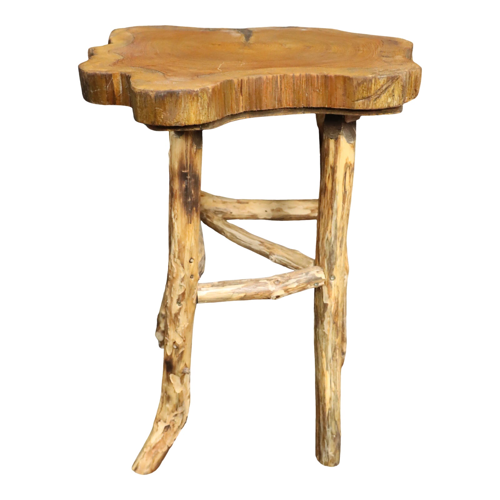 Modern Design Live Edge and Branch Side Table | Chairish