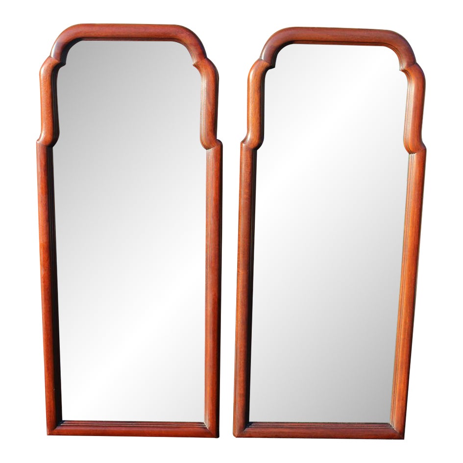 Henkel-Harris Mahogany Queen Anne Mirrors—A Pair | Chairish