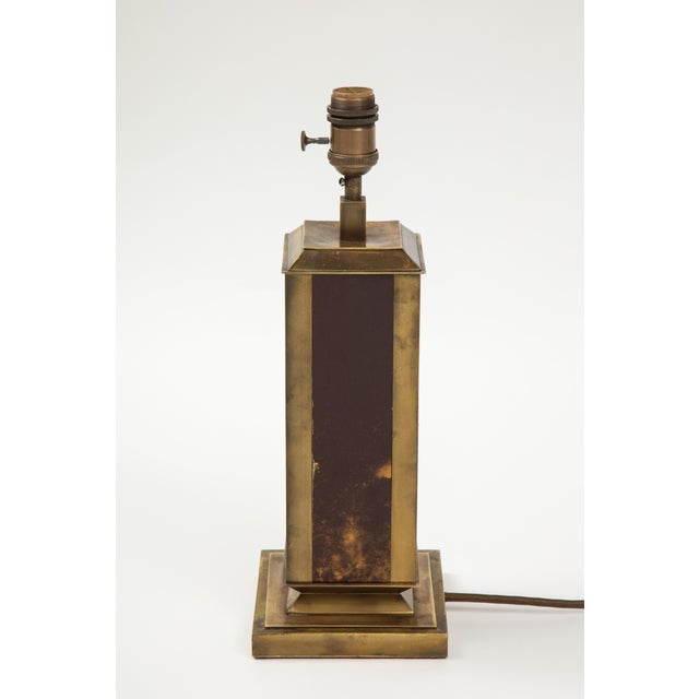 1970s Laque d'Ambre and Patinated Brass Table Lamp by Guy Lefevre ...