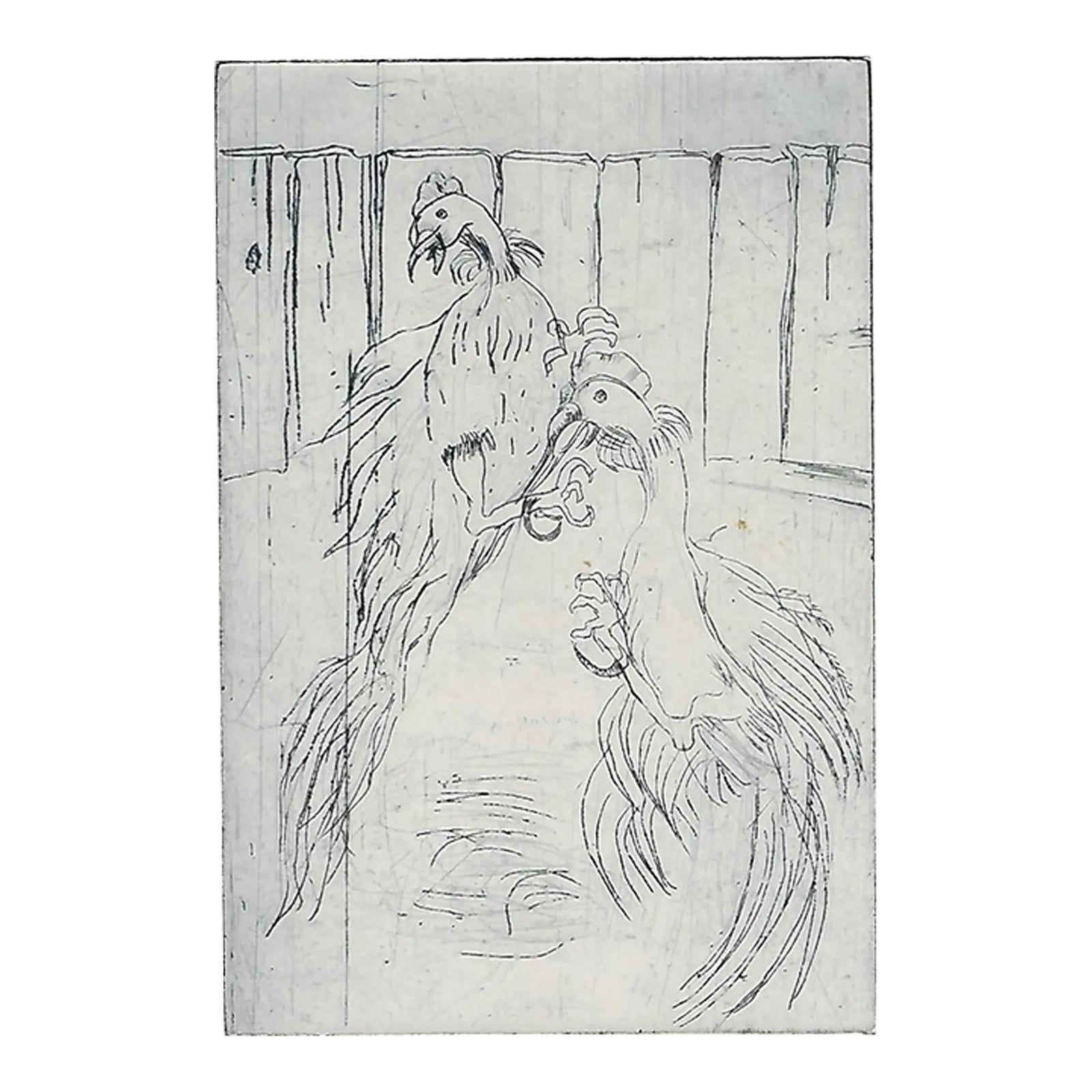 1950s Alexandra Merker Gamecock Etching | Chairish
