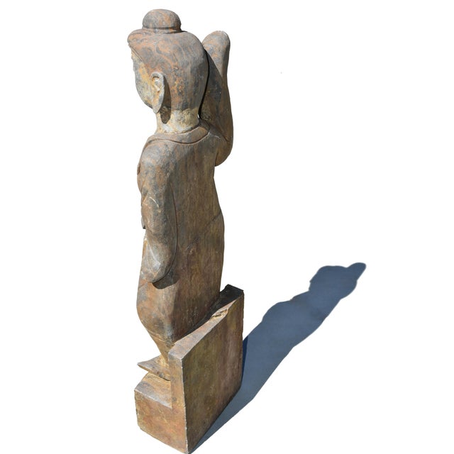 19th Century Solid Stone Figurative Statue | Chairish