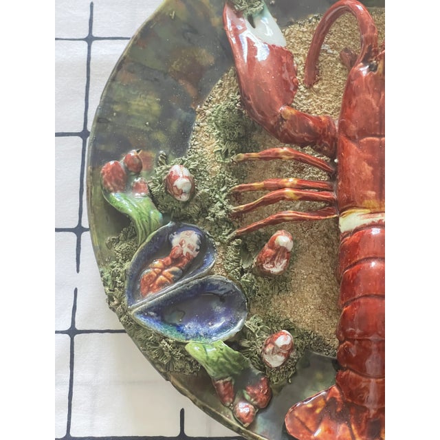 Palissy Style Majolica Trompe l'Oeil Loster Wall Plate, Portugal | Chairish