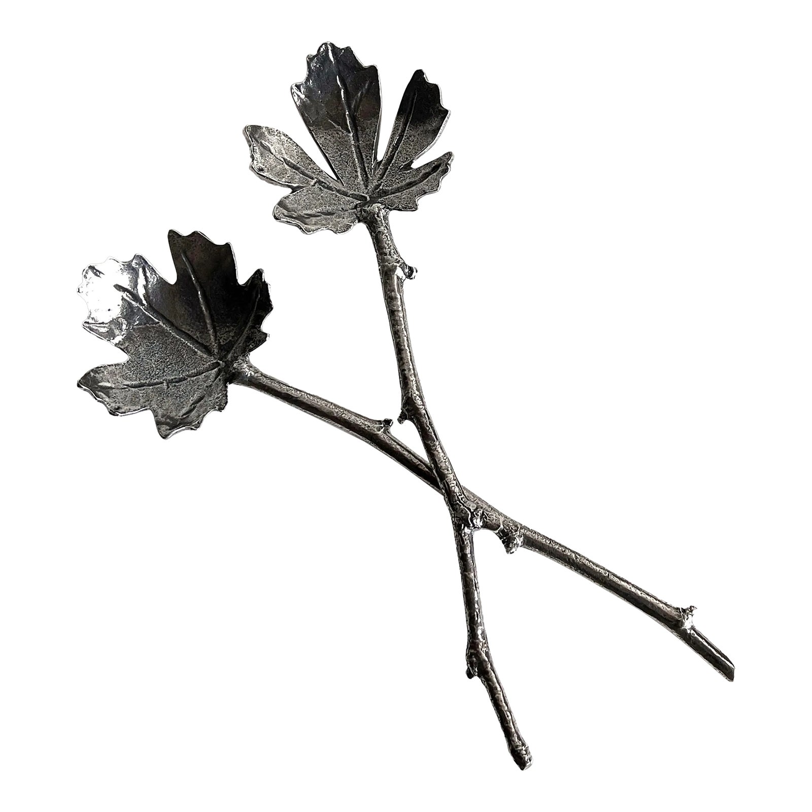 Vintage Sculptural Maple Leaf & Branch Salad Servers in Silver – A Pair ...