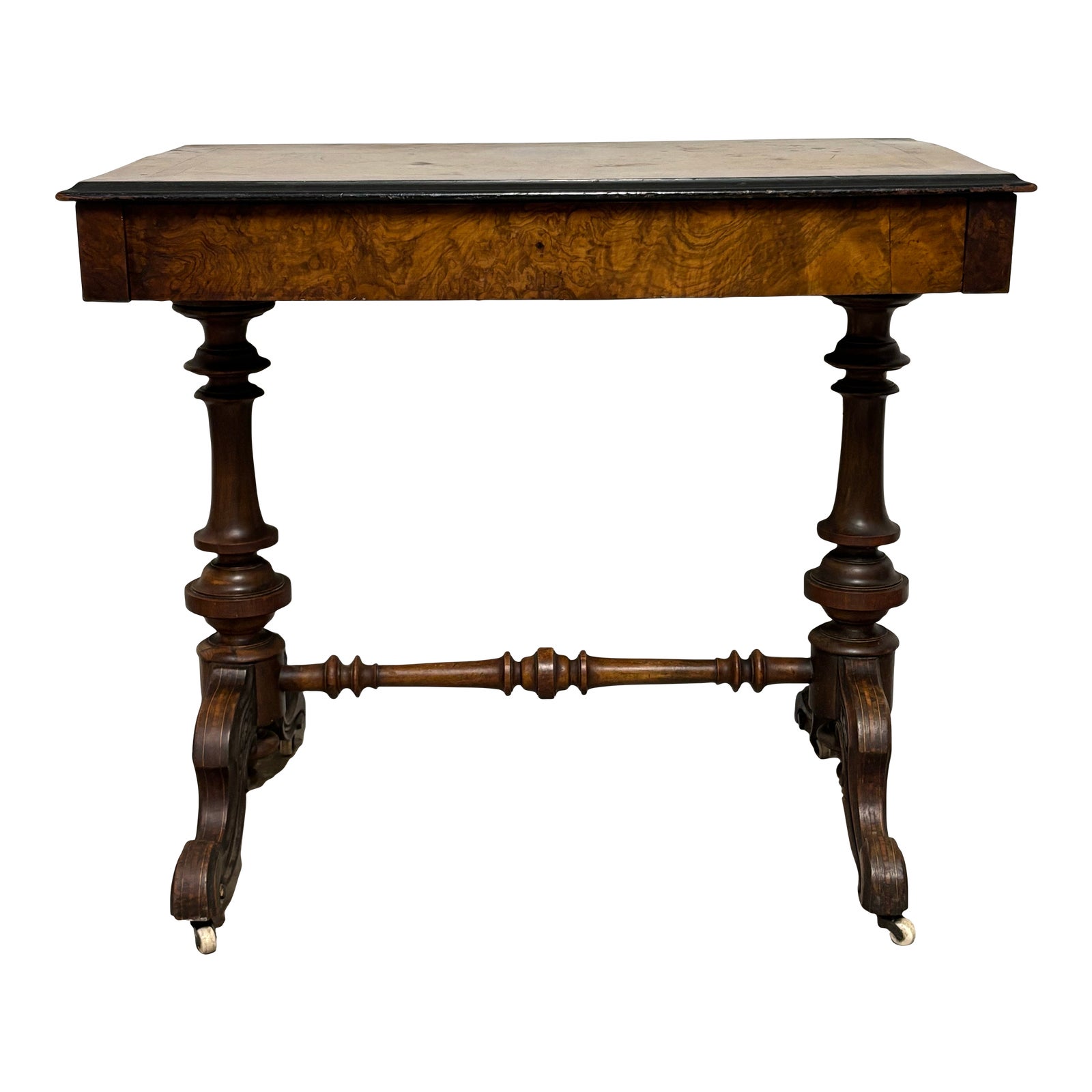 Antique English Library Console Table With Drawer | Chairish
