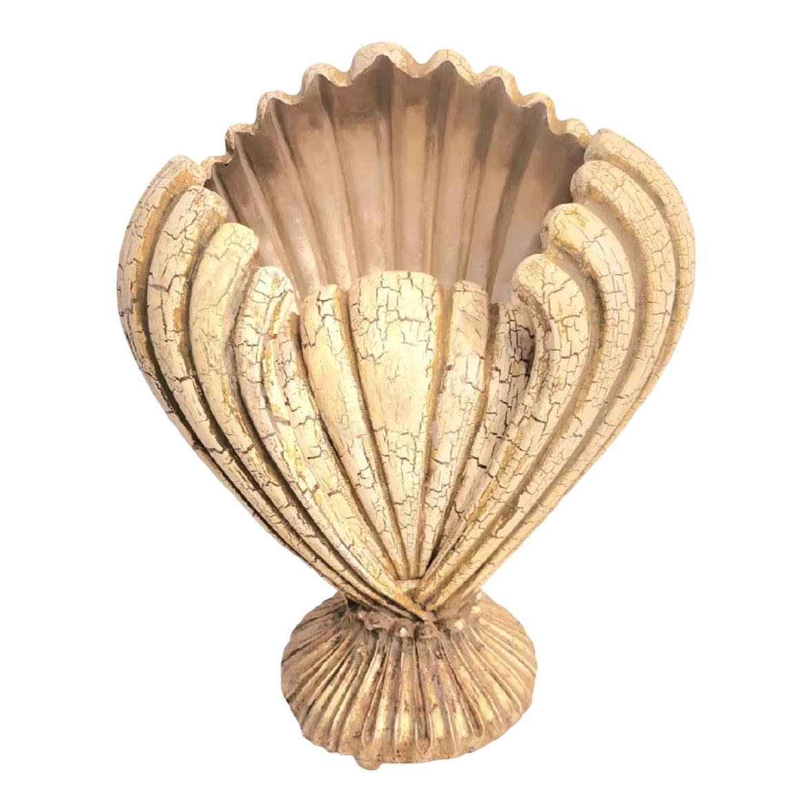 Massive Clam Shell Form Crackle Finish 1 Light Open Coastal Regency ...