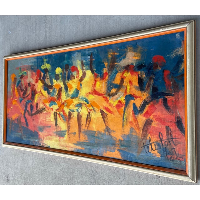 1965 Haitian People Dancing Oil on Canvas by Telesfort | Chairish