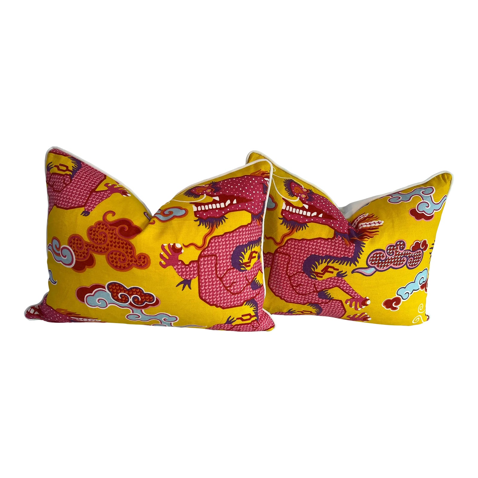 Early 21st Century Schumacher Magical Ming Dragon Pillows- a Pair ...