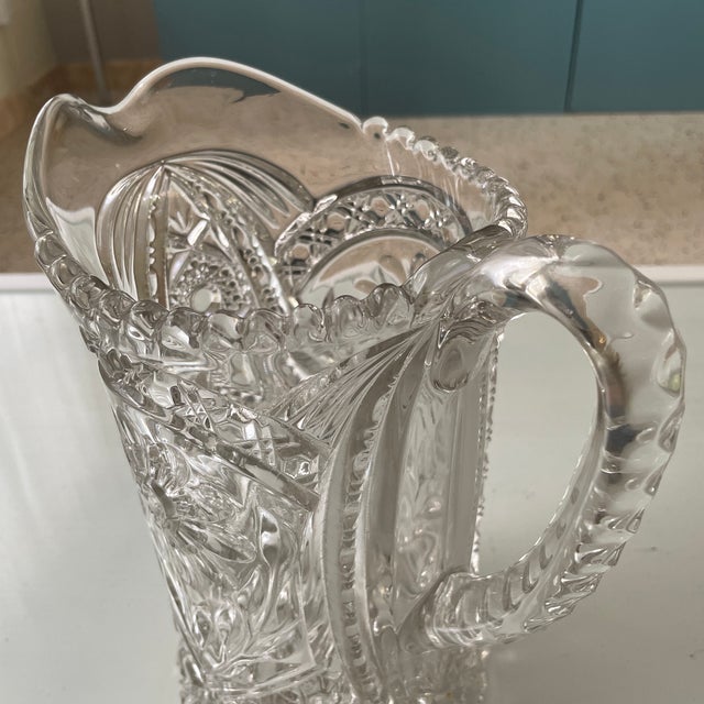Mid 20th Century Vintage Mayflower Design Pressed Glass Pitcher | Chairish