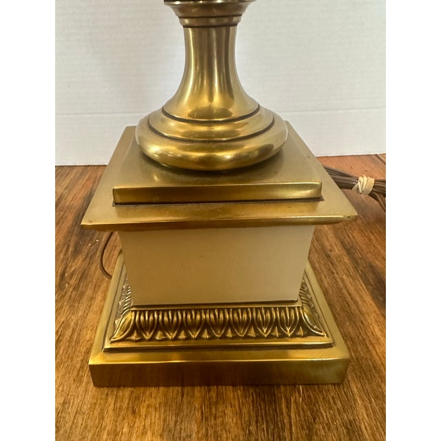 Vintage Stiffel Beige Enameled Brass Table Console Lamp With Original ...