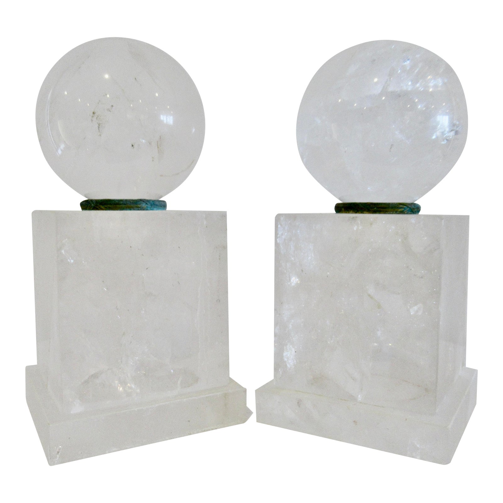 Grand Tour Rock Crystal Column Bases With Bronze Mounts & Rock Crystal ...