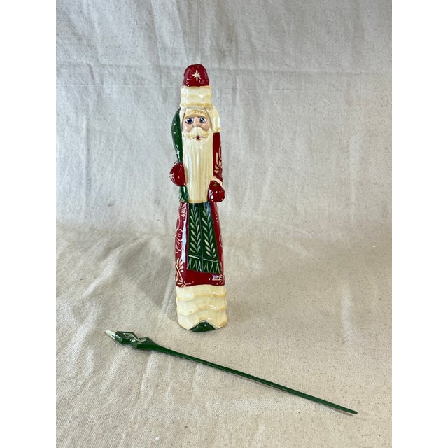 20th Century Hand Carved Wooden Santa Claus Figurine | Chairish