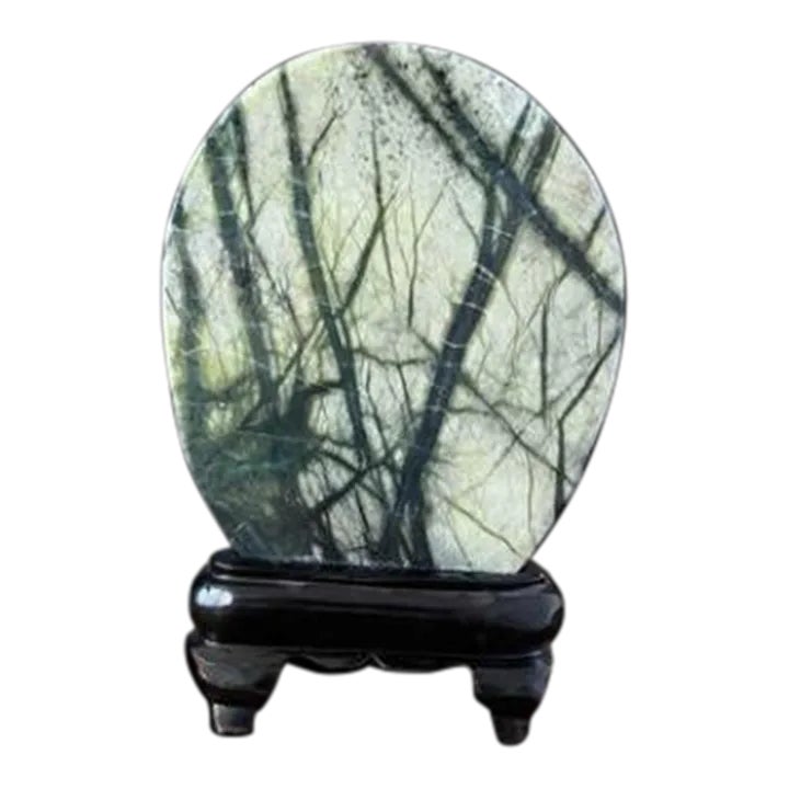 1970s Vintage Chinese Dream Stone & Stand | Chairish