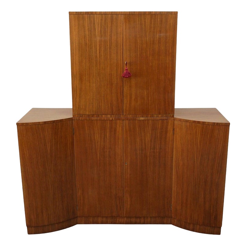Art Deco Cocktail Cabinet in Figured Walnut, 1930s | Chairish