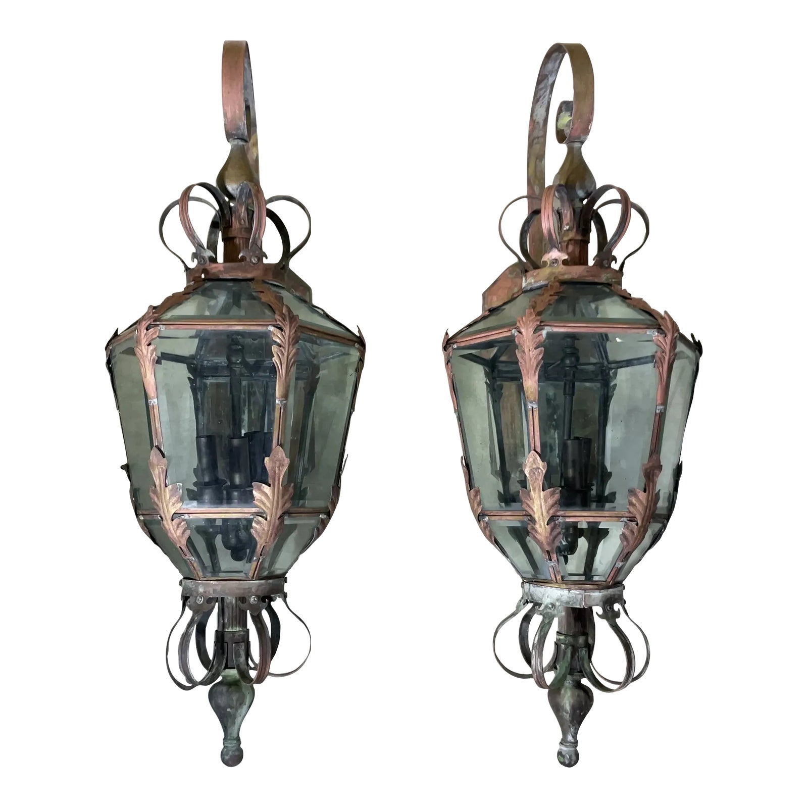 Magnificent Pair of Vintage Brass Lanterns - a Grand Entrance Statement ...