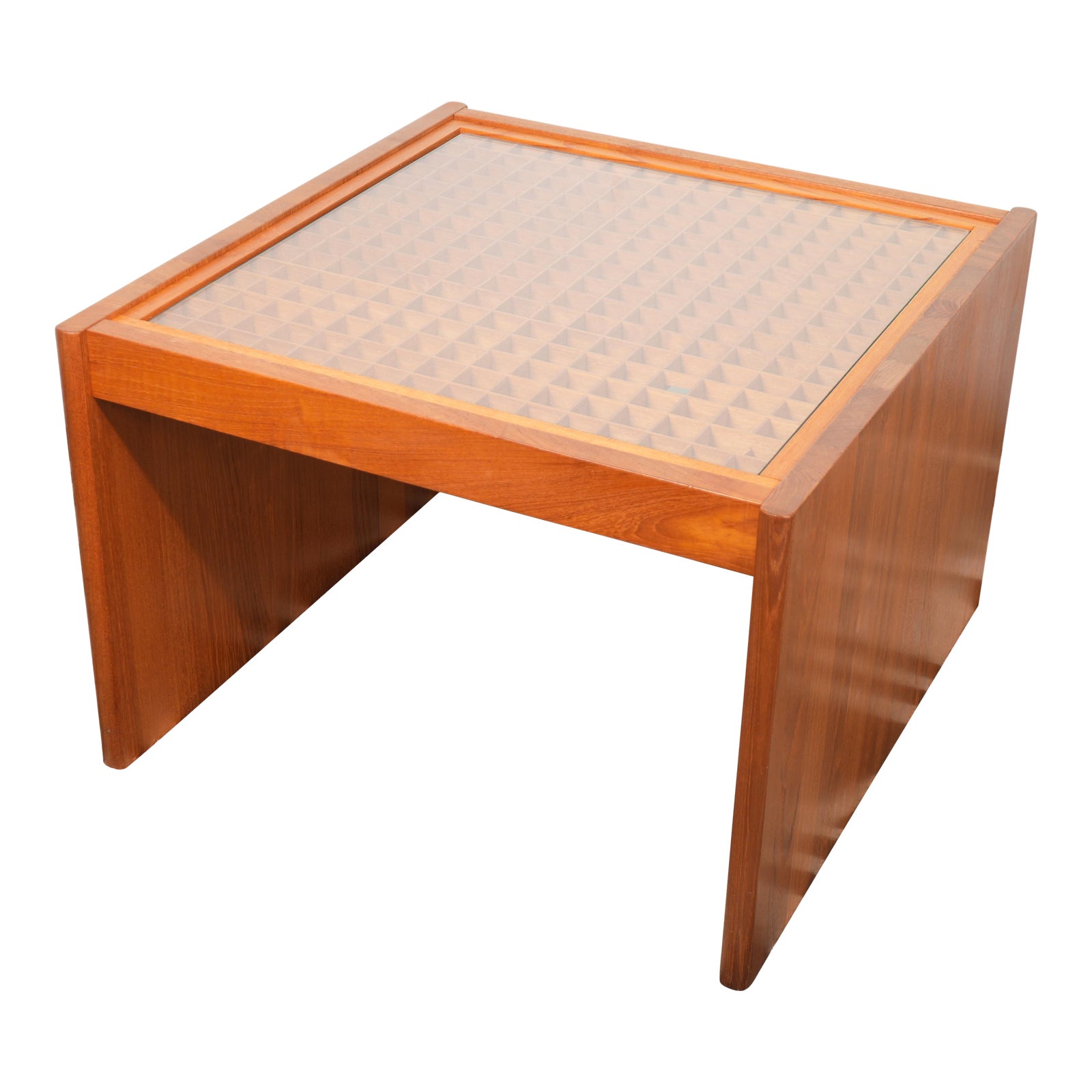 1970s Danish Solid Teak Grid Coffee Table by Komfort | Chairish
