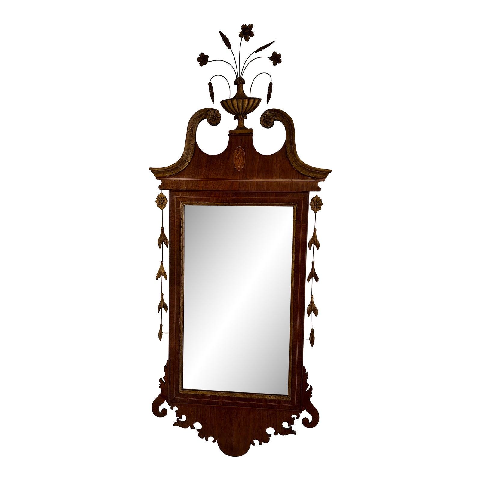 Antique Mahogany and Giltwood American Chippendale Mirror | Chairish