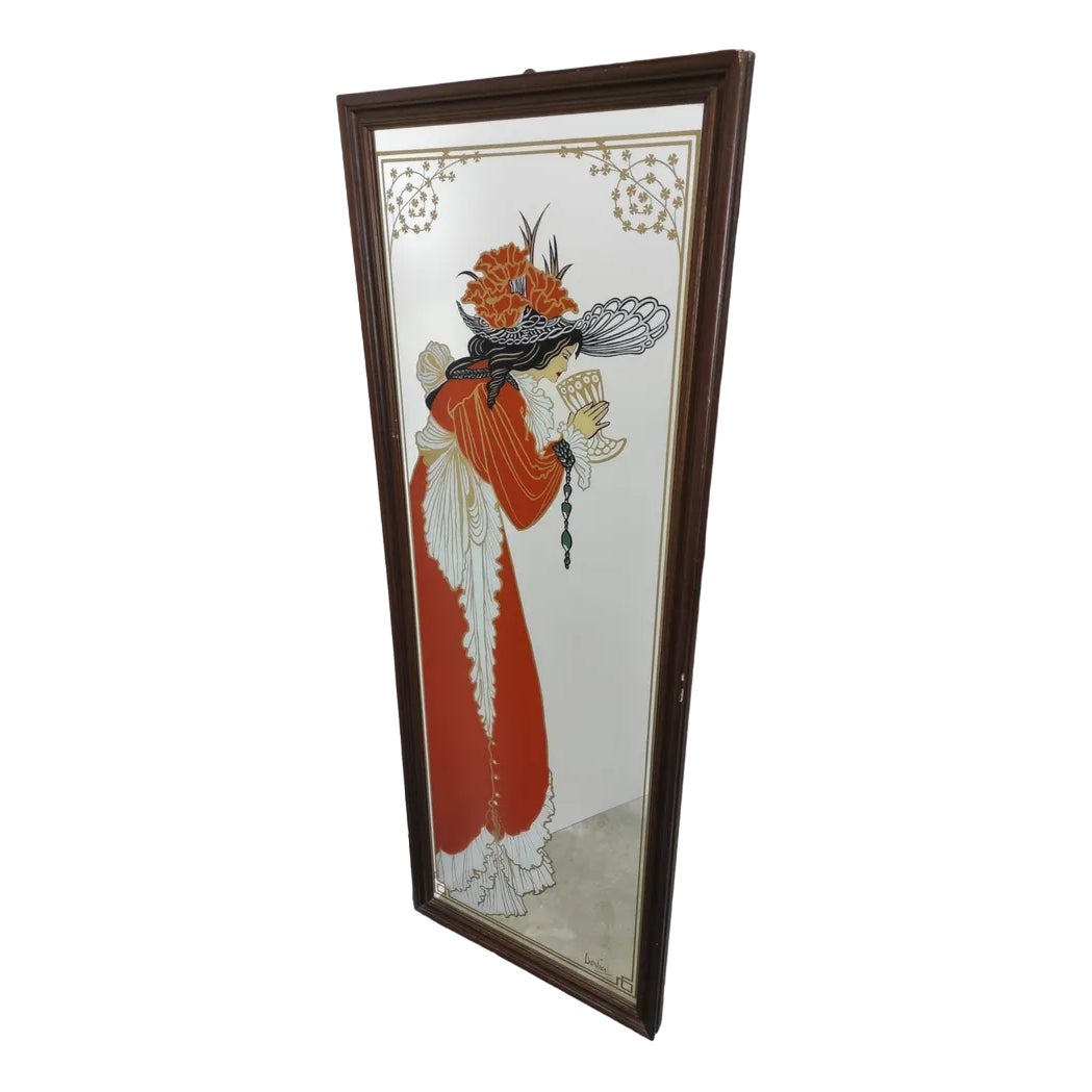Liberty Style Mirror with Lady, 20th Century | Chairish
