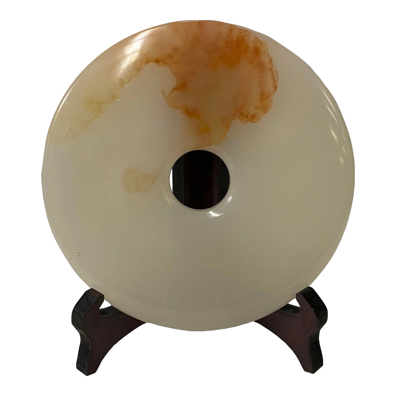 Chinese Natural White Brown Stone Round Fengshui Home Decor Display ...