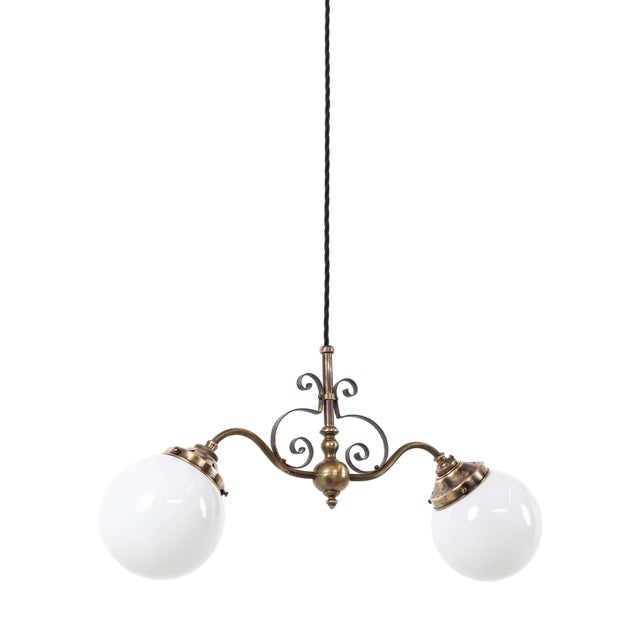 Two-Branch Brass Electrolier Pendant Light, 1920s | Chairish