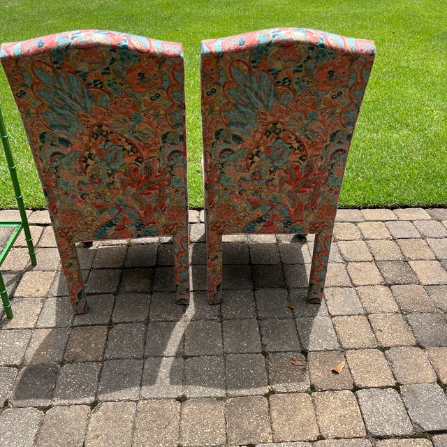 Pair of Parsons Upholstered Printed Chairs | Chairish