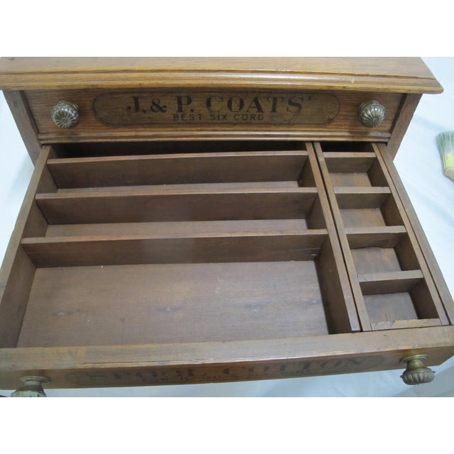 Antique J&p Coats Best Six Cord Wood 2 Drawer Sewing Spool Thread ...