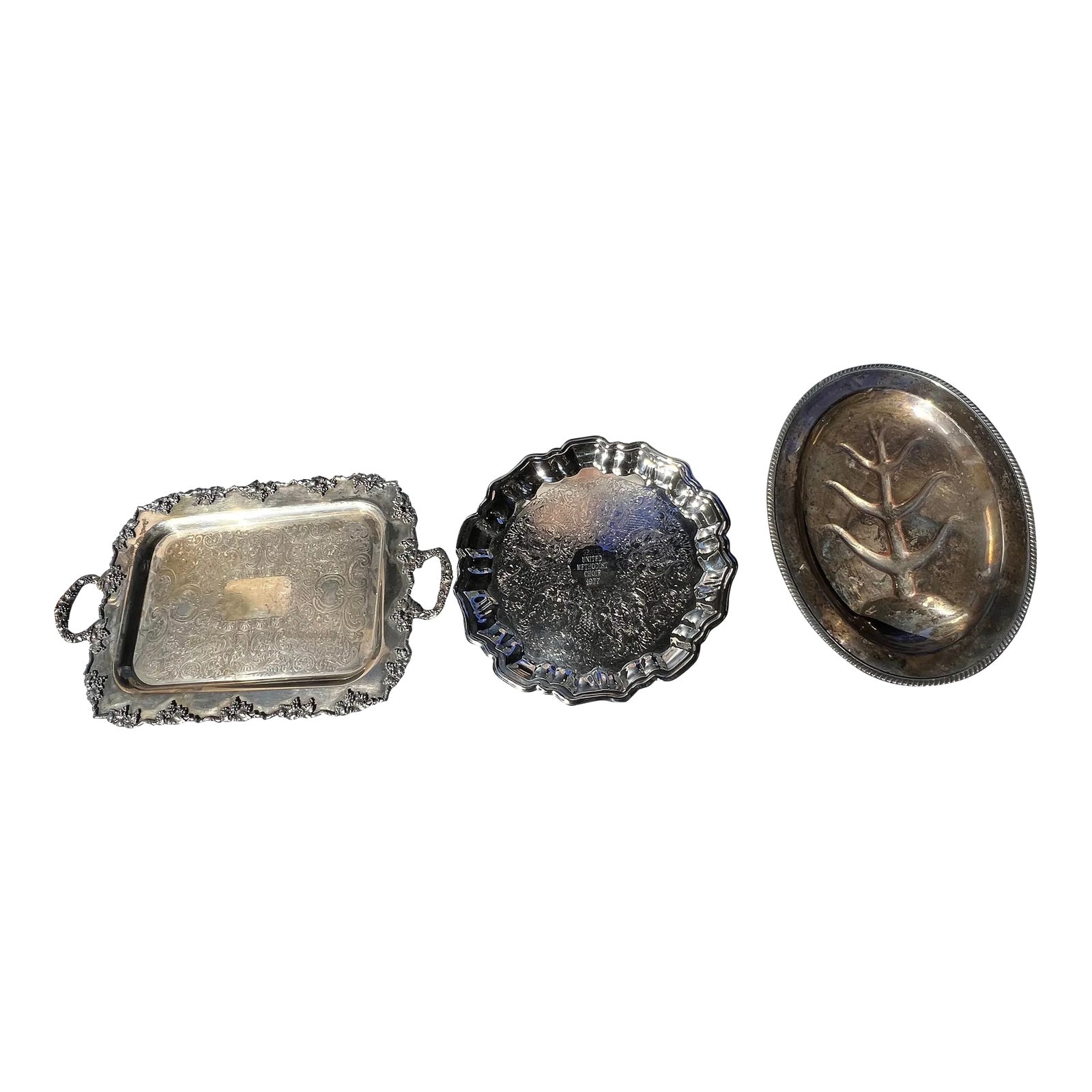 1970s Silverplate Serving Trays- Set of 3 | Chairish