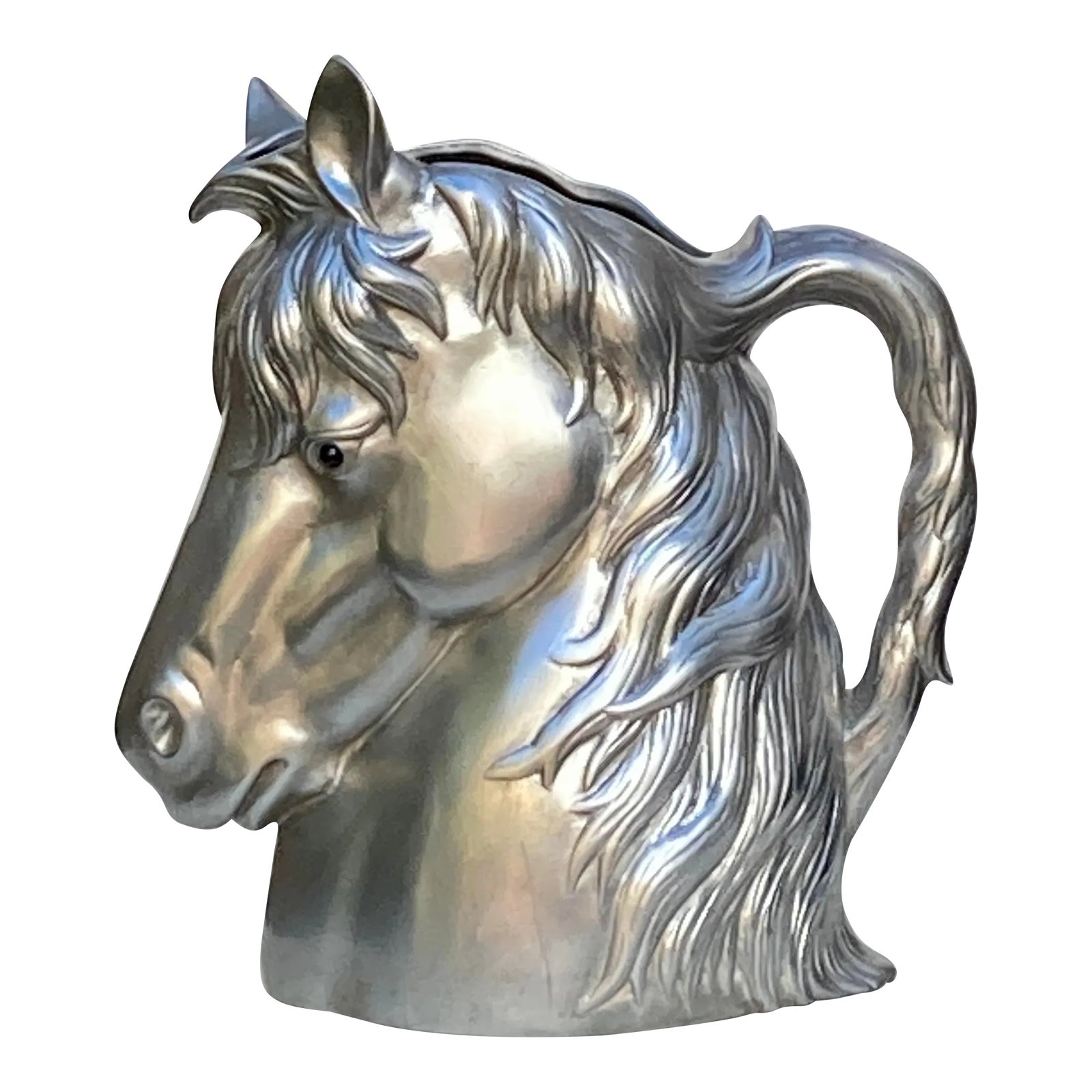 2000s Arthur Court Aluminum Horse Pitcher | Chairish