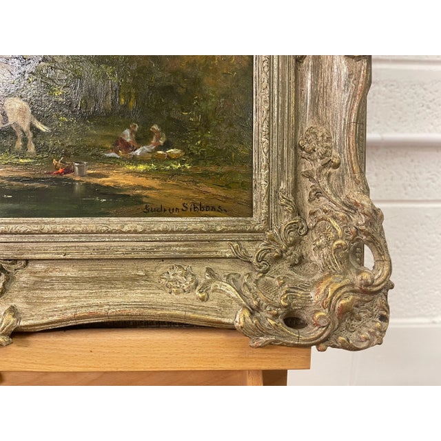 Gudrun Sibbons, Oil Painting of Family Picnic by the River with Horse ...