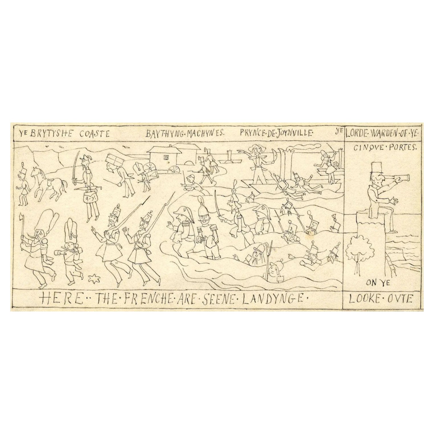 After Richard Doyle, Punch Illustration: Frenche Landynge, 1848, Ink ...