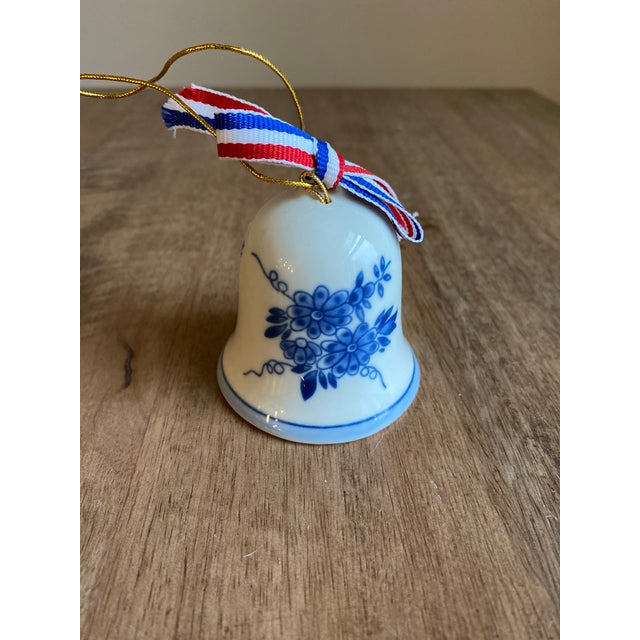 Mid 20th Century Delft Blue Bell Ceramic Holiday Ornament | Chairish