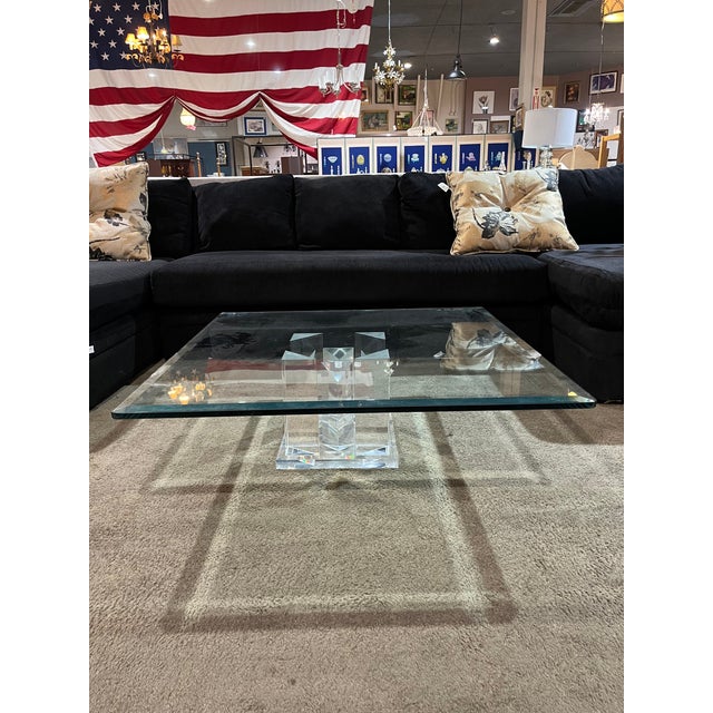 Clear Acrylic Base Glass Top Coffee Table | Chairish