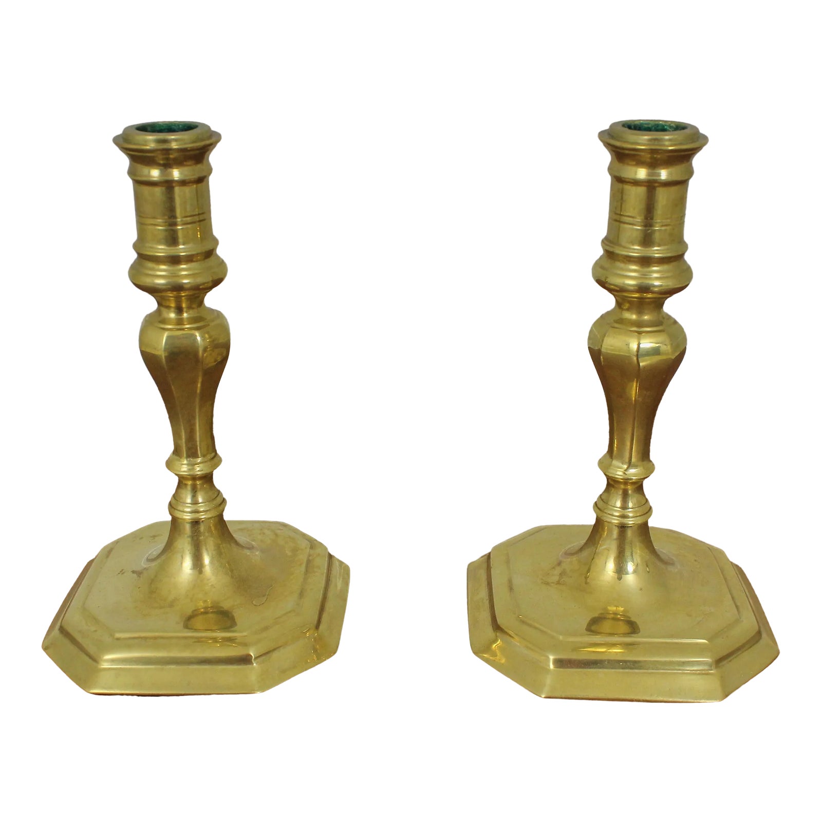 Pair Virginia Metalcrafters Colonial Williamsburg Brass Candlesticks ...