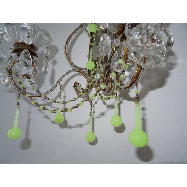 1930 French Yellow Opaline Drops Beaded Murano Mirrors Beaded Swags ...