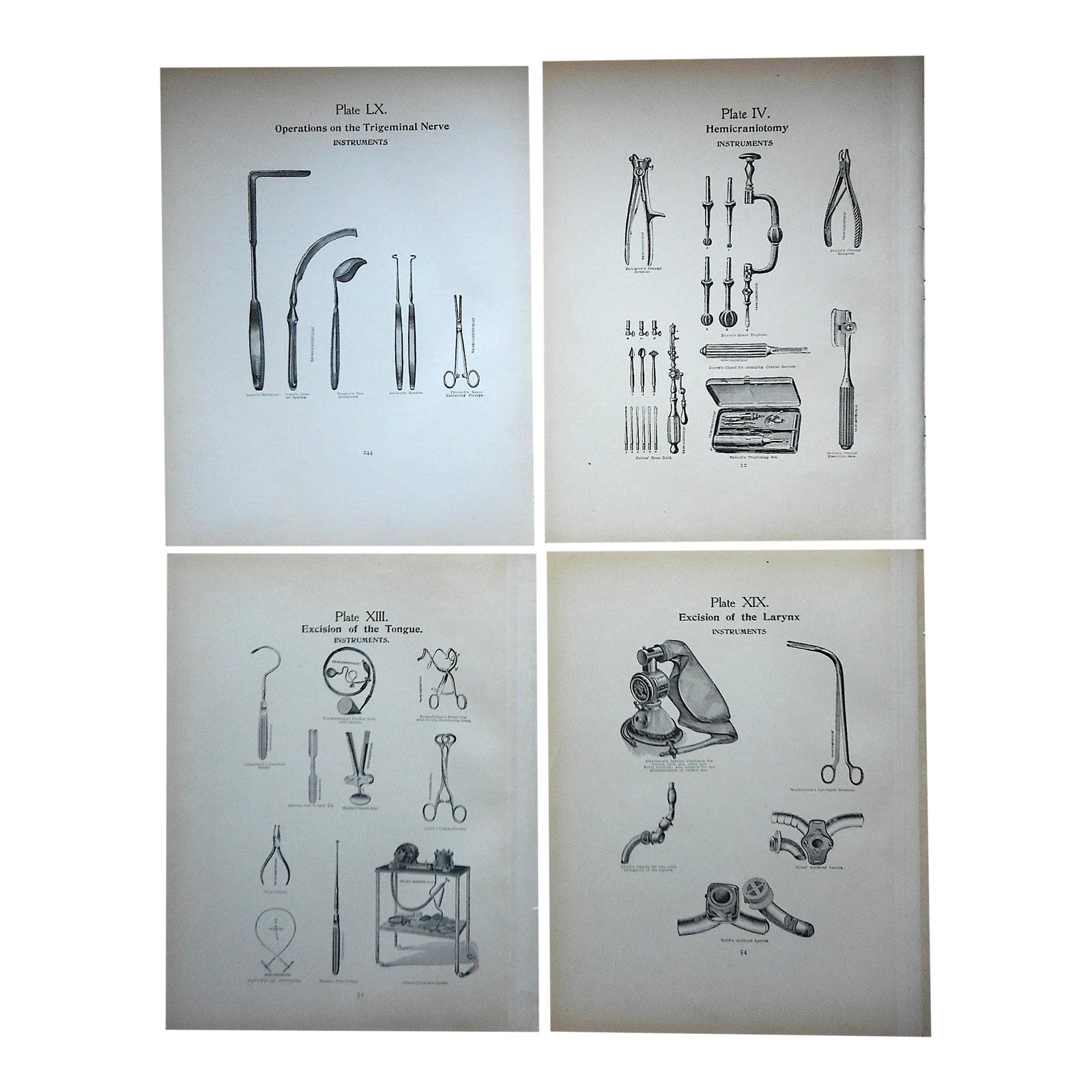Authentic Antique Lithographs-Surgical Tools-1906-Set of 4 | Chairish