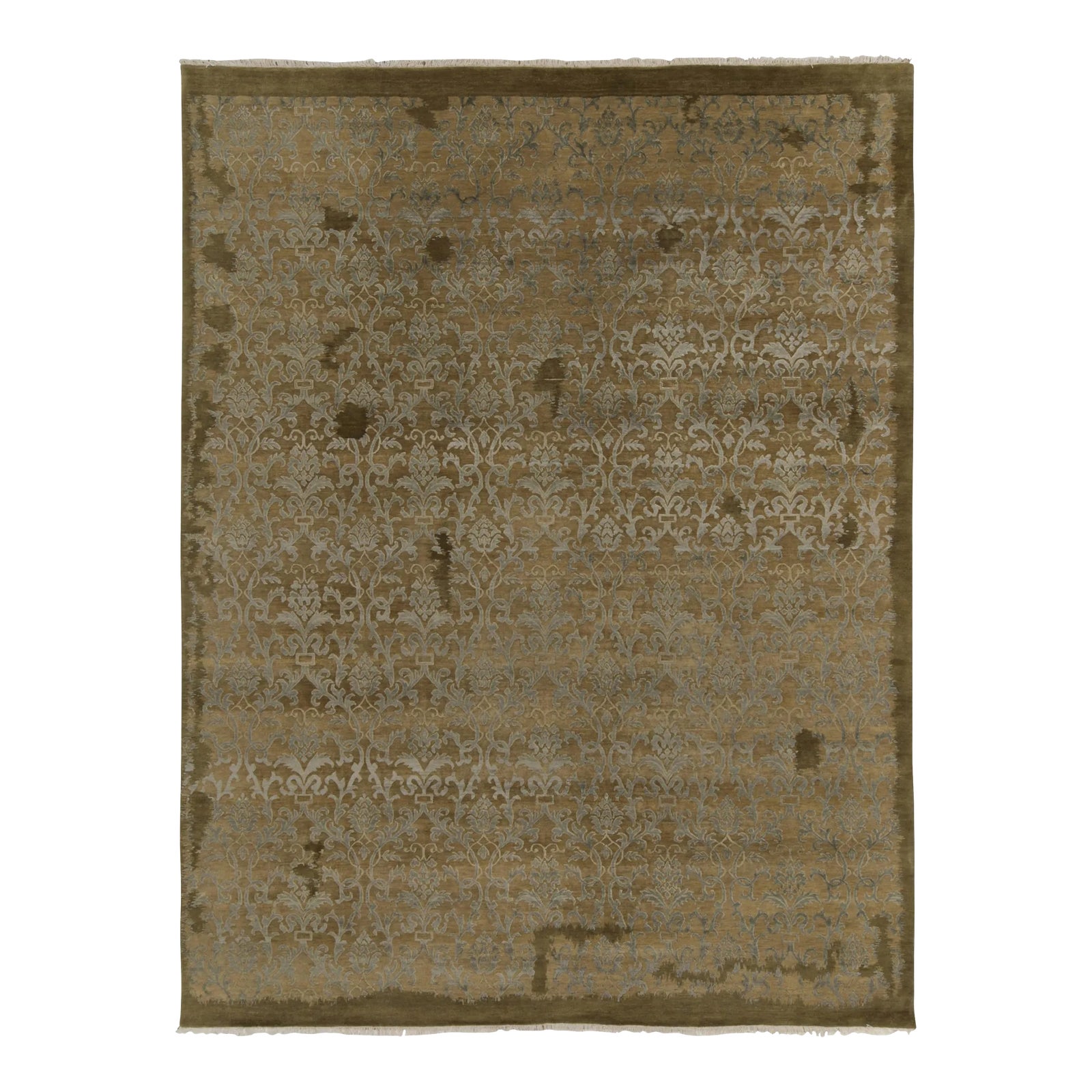 Rug & Kilim’s European Style Contemporary Rug in Beige-Brown With Blue ...