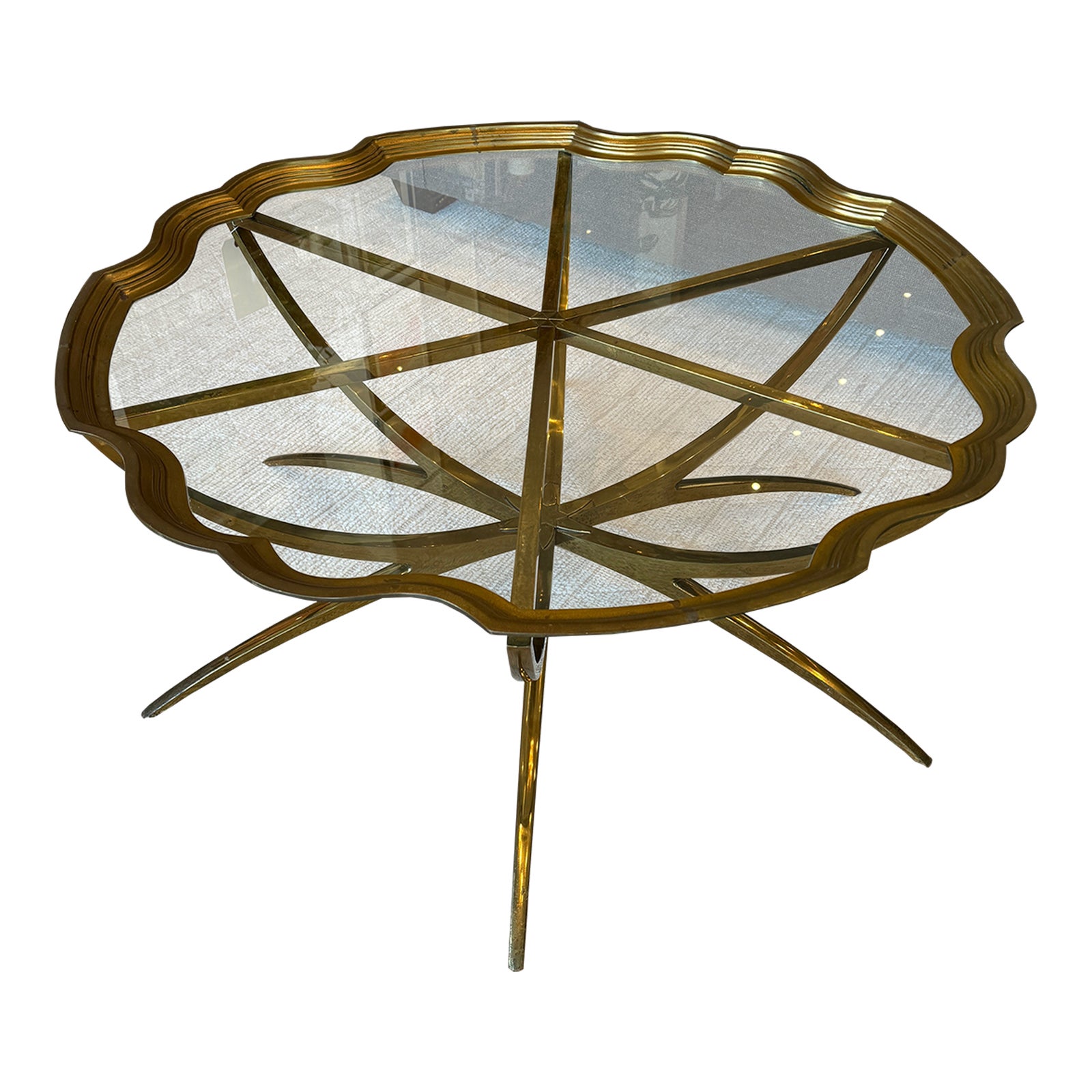 MCM Brass & Glass Cocktail Table | Chairish