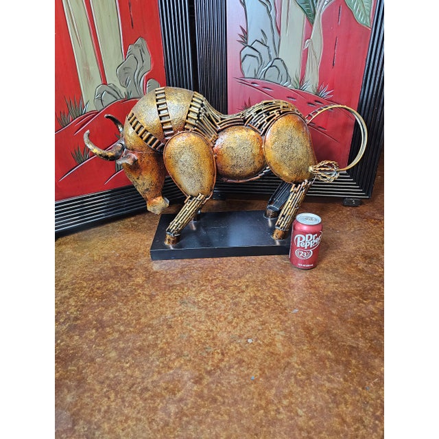 Vintage Welded Metal Brutalist Bull Sculpture | Chairish