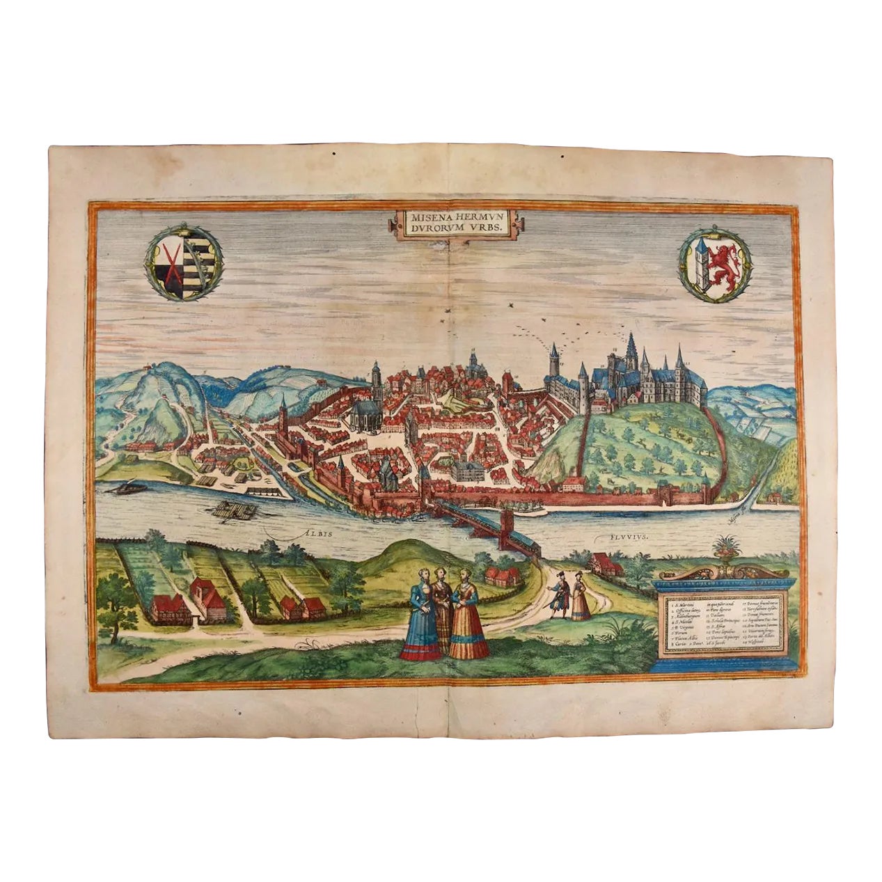 Meissen, Germany: A 16th Century Hand-Colored Map by Braun & Hogenberg ...