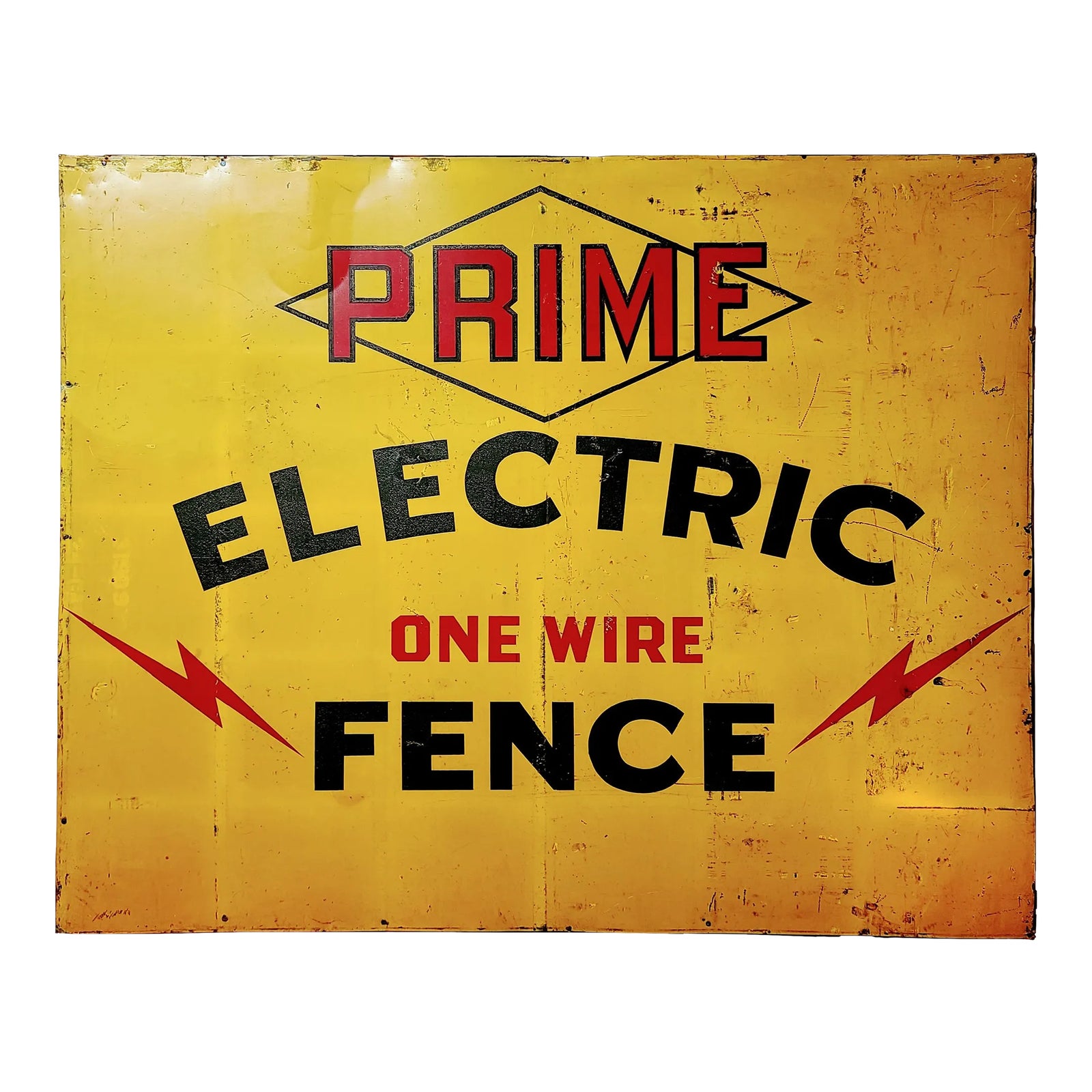 Large Vintage Lithographed Tin Electric Fence Sign | Chairish
