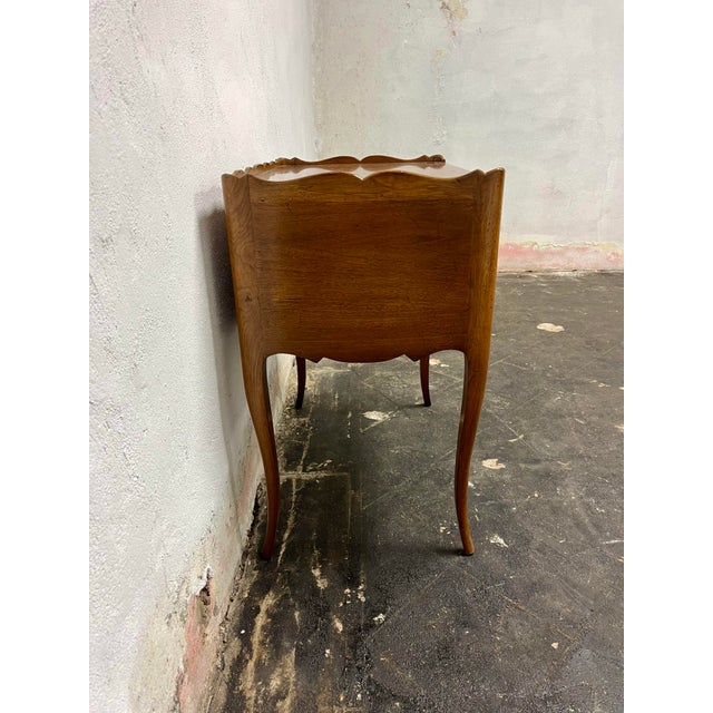 Vintage Country French Louis XV Tambour Bedside Side Table | Chairish