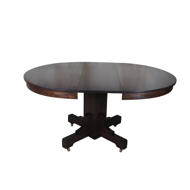 Late 19th Century Antique Mission Style Round Extendable Oak Pedestal ...