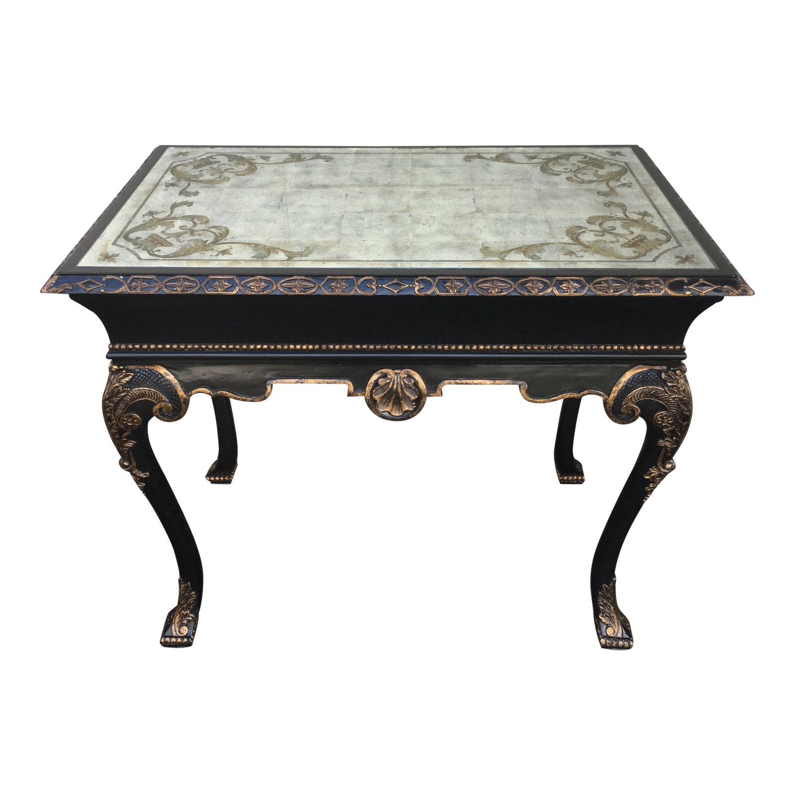 John Richards Black Eglomise European Crossroads Table | Chairish