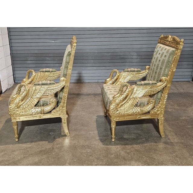 Pair of Early 20th Century Napoleonic Gold Gilt Swan Empire Style Arm ...