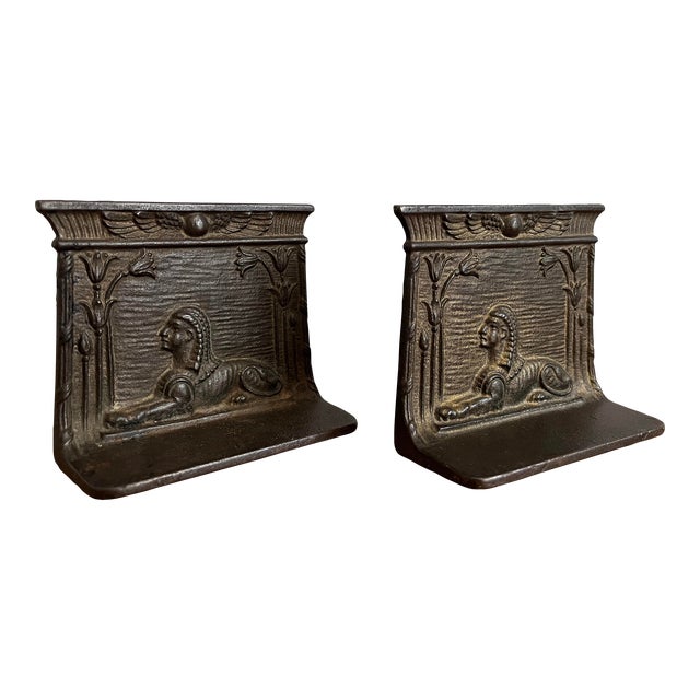 1920s Art Deco Cast Iron Egyptian Bookends- a Pair | Chairish