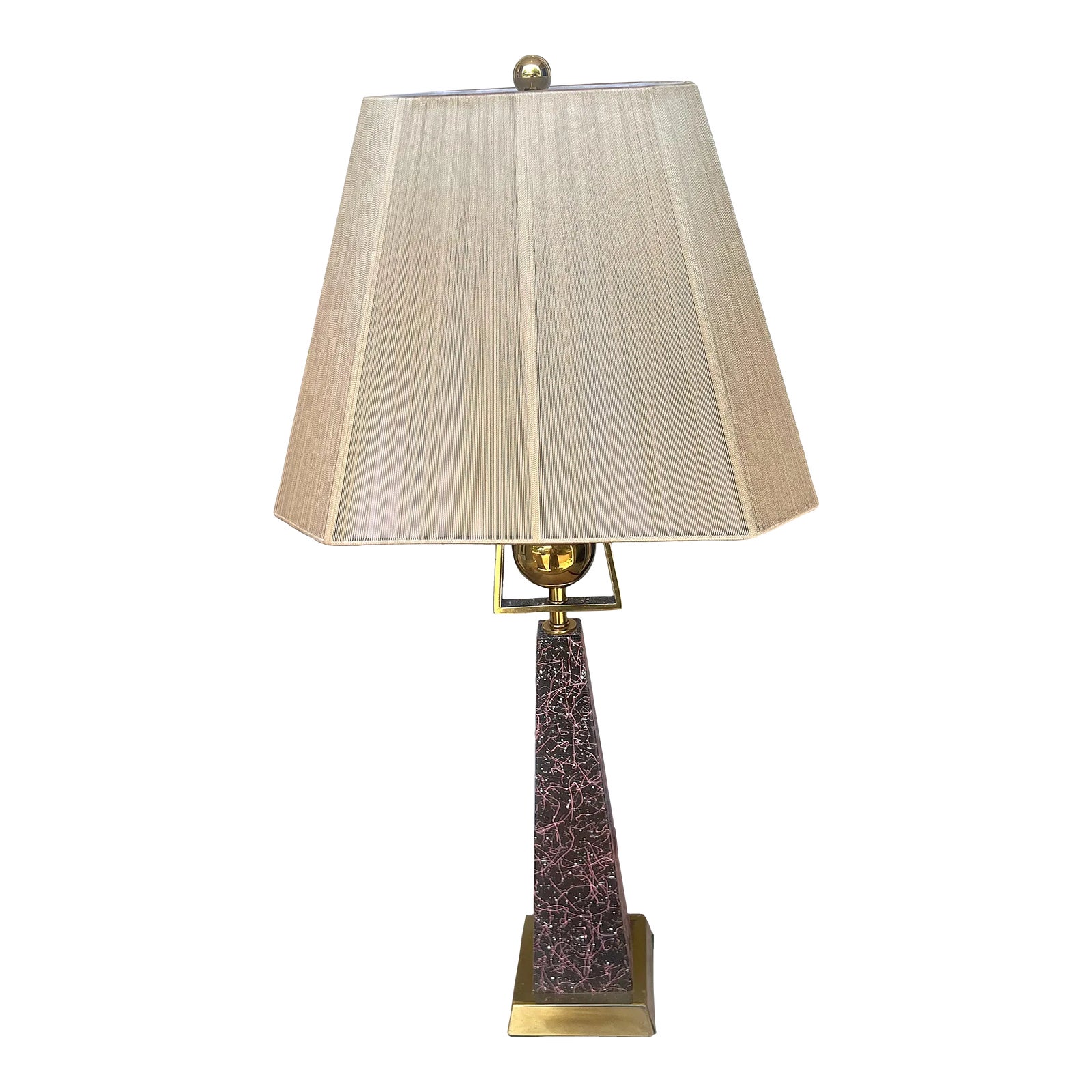 Mid-Century Modern Obelisk Table Lamp With String Shade | Chairish