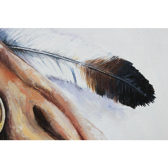 20th Century Naturalistic Aged Native American Profile Portrait ...