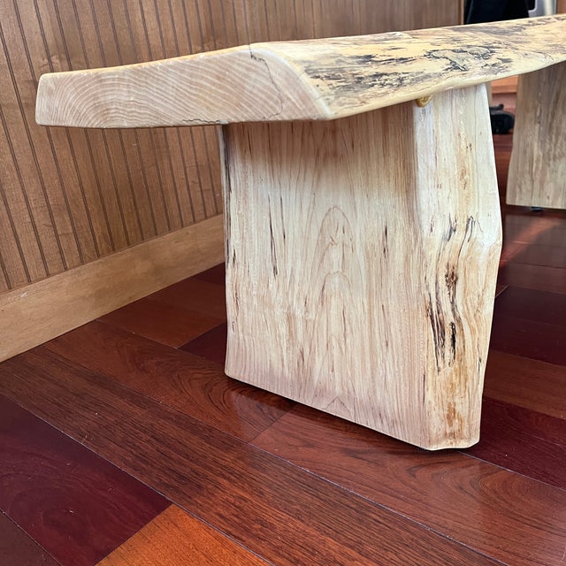 Live Edge Elegant Spalted Maple Wood Bench | Chairish